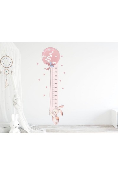 Kt Decoration Balonlu Tavşan Boy Ölçer Duvar Sticker Seti
