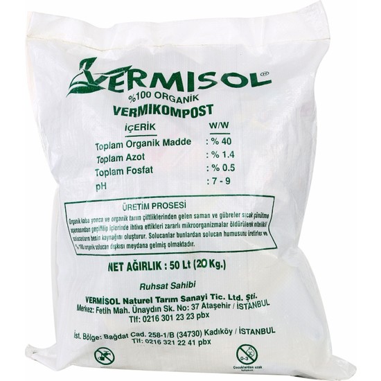 Fidanistanbul Vermisol Katı Solucan Gübresi 40 lt (20 Kg) Fiyatı