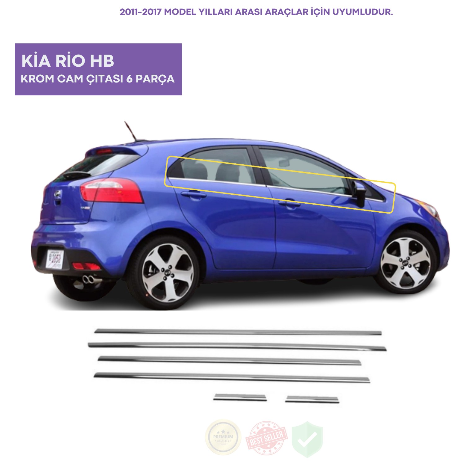 Bay Art Decor Kia Rio Hb Kasa Krom Cam Çıtası 6 Parça Fiyatı