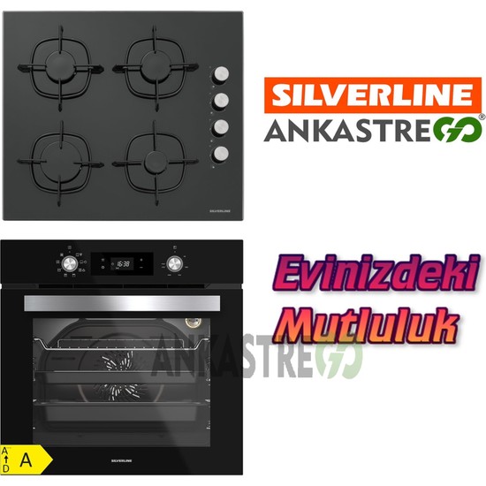 Silverline BO6504B01 - CS5335B01 Siyah Cam Ankastre Set Fiyatı