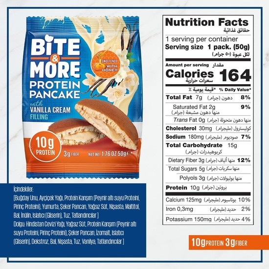 Bite & More Protein Pancake 50 Gr. - Vanilla Cream Fiyatı