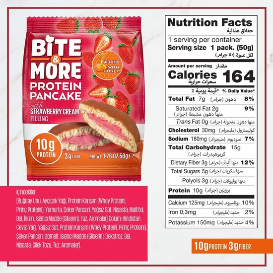 Bite & More Protein Pancake 50 Gr. - Strawberry Cream Fiyatı