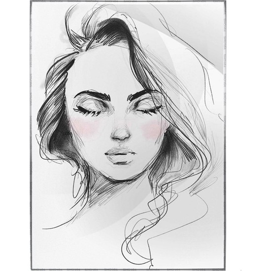 SHOP365 Güzel Kız Kara Kalem Çizim Poster P-000051 Fiyatı