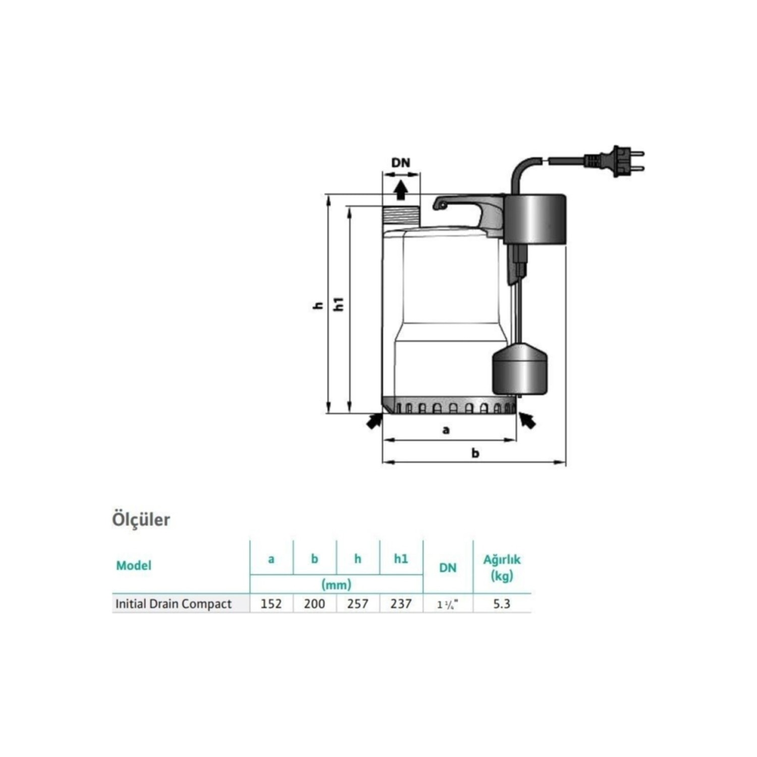 Wilo Initial Drain Compact 13.8 0,37KW Az Kirli Sular Için Fiyatı