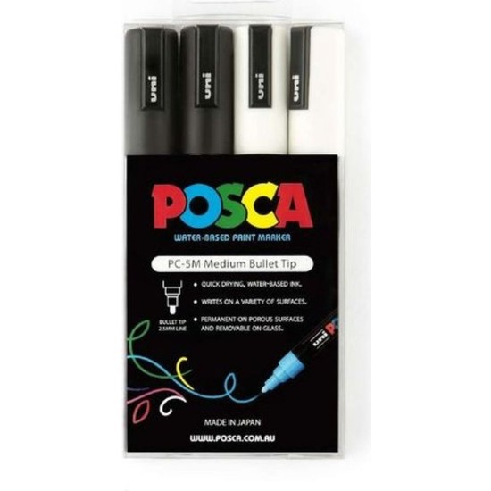 Uni Posca Marker Kalem Pc-5m (1.8-2.5mm) 4'lü Set Siyah ve Fiyatı