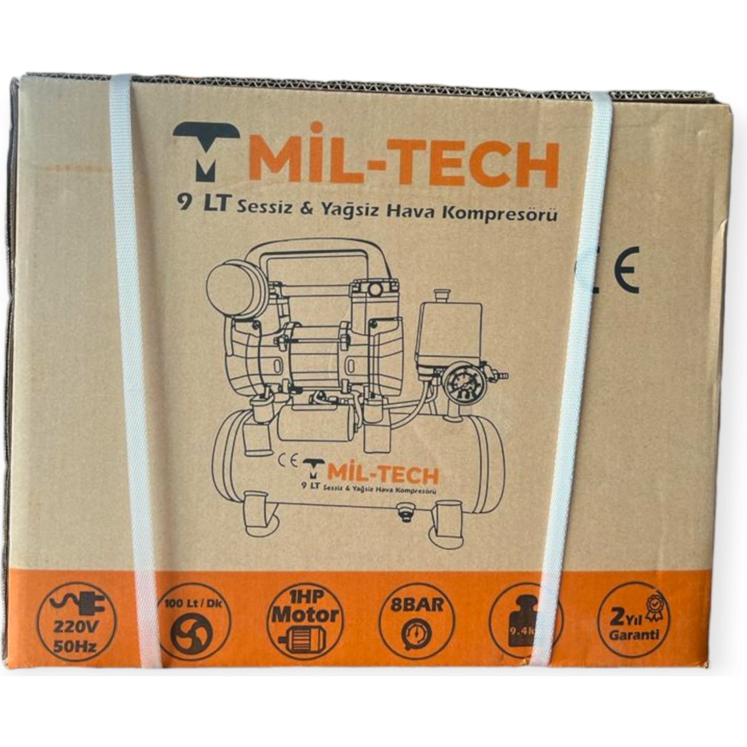 Mil-Tech 9 Litre Sessiz ve Yağsız Premium Hava Kompresörü Fiyatı