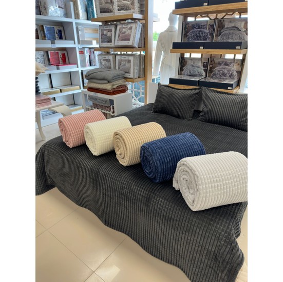 Merinos Modern Line 3 Parça Battaniye Seti -Lacivert Fiyatı