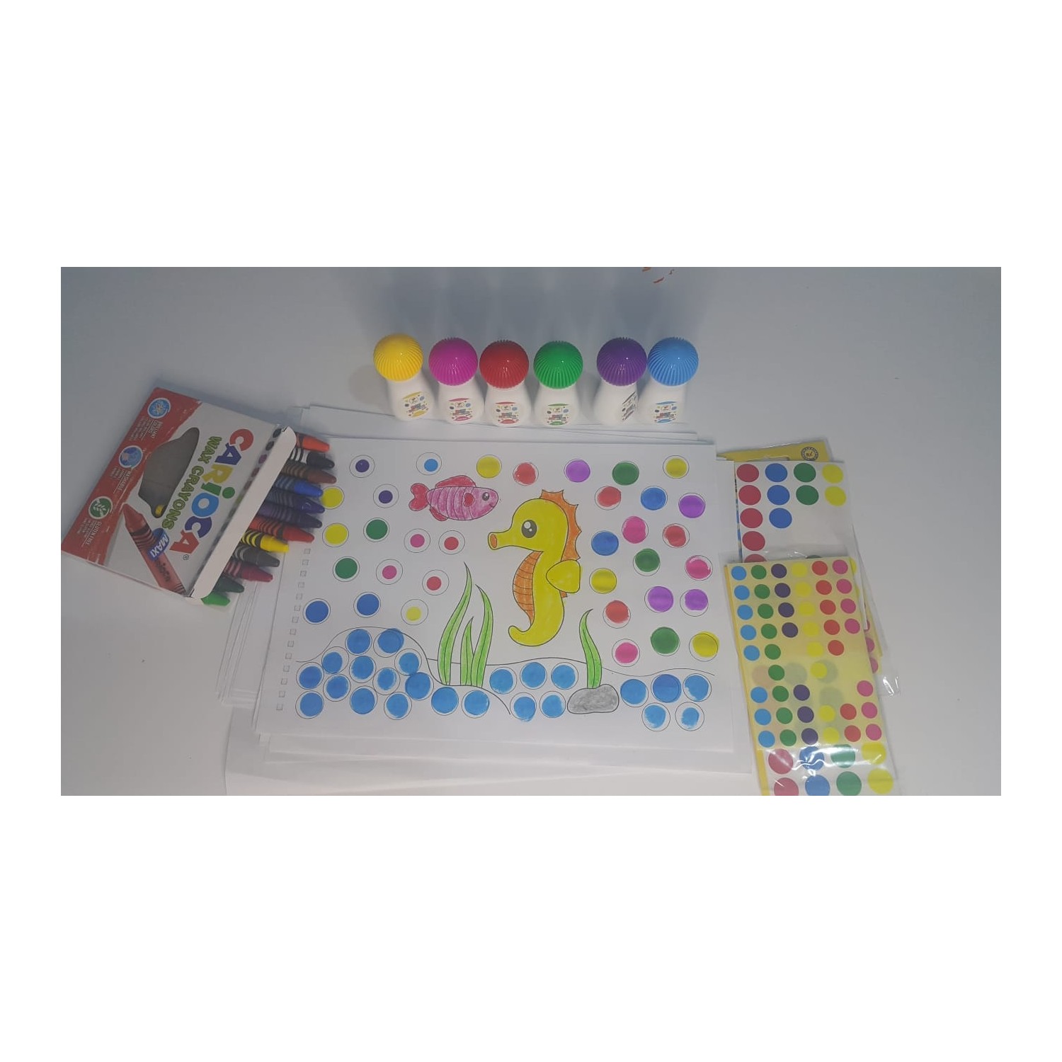 Dot Markers 6'lı Mini Boya Kalemi ve Boyama Kitabı Seti ( Kitabı