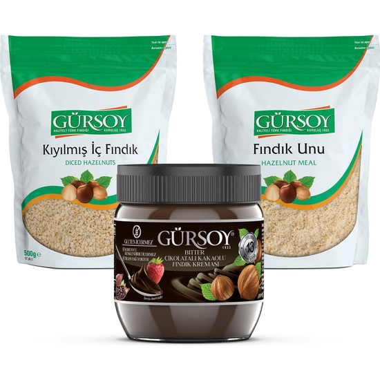 Gürsoy Kıyılmış Fındık 500 gr & Gürsoy Fındık Unu 500 gr & Fiyatı
