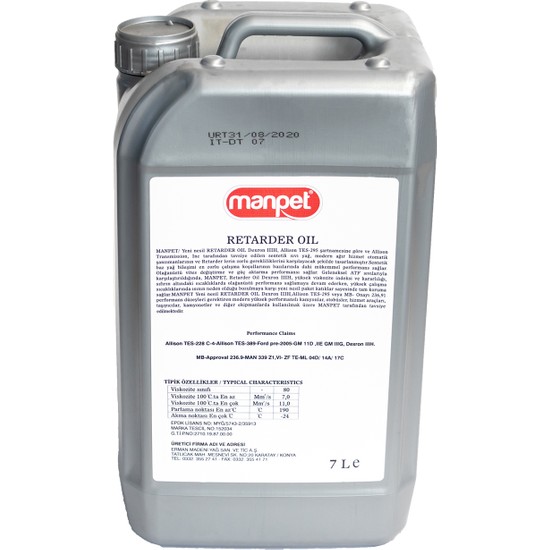 Manpet Tullia Retarder Oil Retarder Yağı 7 lt Fiyatı