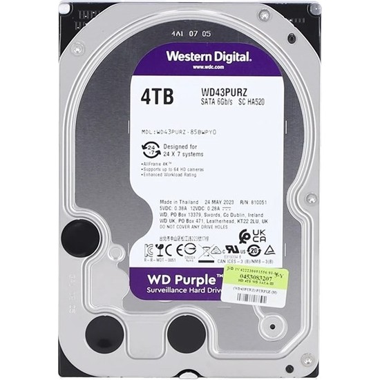 Wd Purple 4tb 5400RPM 256MB WD43PURZ Hard Disk Fiyatı