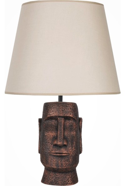 Qdec Modern Dizayn Moai Abajur Bakır Bej