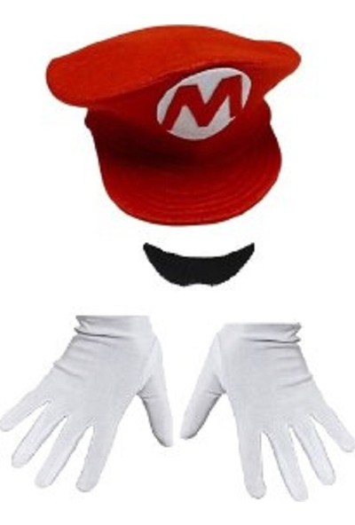 Kostümce Mario Şapka Set Çocuk Kostümce Mario Şapka Set Çocuk