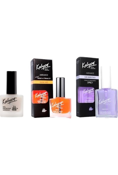 Kalyon Tırnak Besleyici+Tırnak Bakım Yağı+Oje Kurutucu Sprey 17ml 3'lü Set Kalyon Tırnak Besleyici+Tırnak Bakım Yağı+Oje Kurutucu Sprey 17ml 3'lü Set