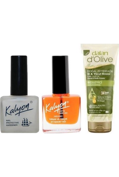 Kalyon Tırnak Besleyici + Kalyon Bakım Yağı + Dalan Tüp Krem 20 ml 3'lü Set
