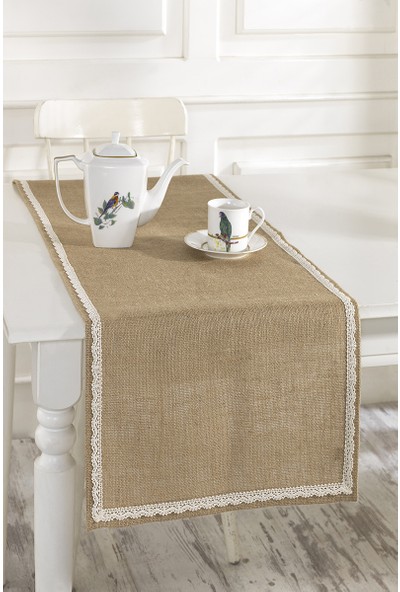 Ödel Home Jut Kumaş Dantelli Runner
