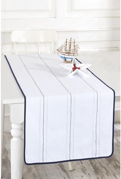 Ödel Home Beyaz Çavuş Cendere Lacivert Işlemeli Lacivert Biyeli Runner Ödel Home Beyaz Çavuş Cendere Lacivert Işlemeli Lacivert Biyeli Runner
