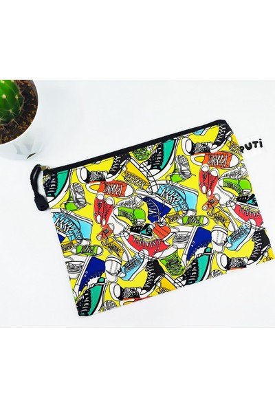 Şeker Ofisi A5 Ayakkabı Desenli Bez Çanta Sarı