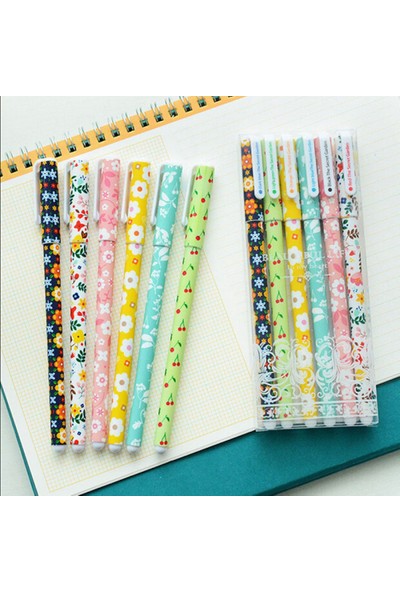 Şeker Ofisi Sevimli 6lı Takım Çiçekli Jel Mürekkep Kalemler