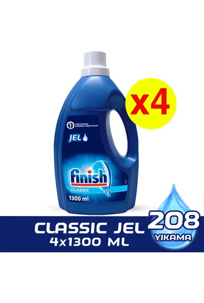 Finish Classic Jel 4x1300 ml Bulaşık Makinesi Deterjanı