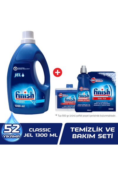 Finish Classic Jel 1300 ml Bulaşık Makinesi Deterjanı + Temizlik ve Bakım Seti Finish Classic Jel 1300 ml Bulaşık Makinesi Deterjanı + Temizlik ve Bakım Seti