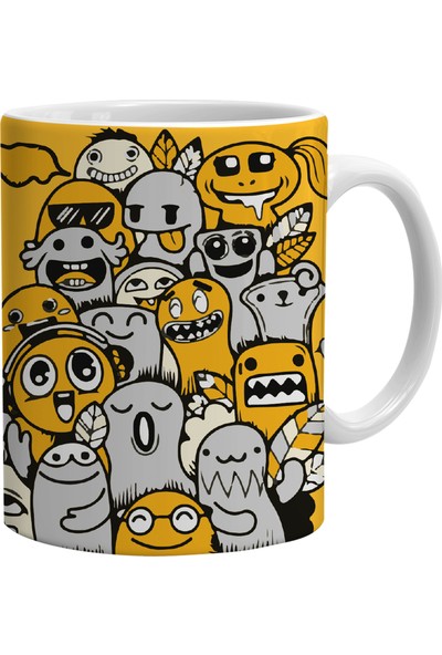 Flipped Yellow Happy Tasarım Kupa Bardak