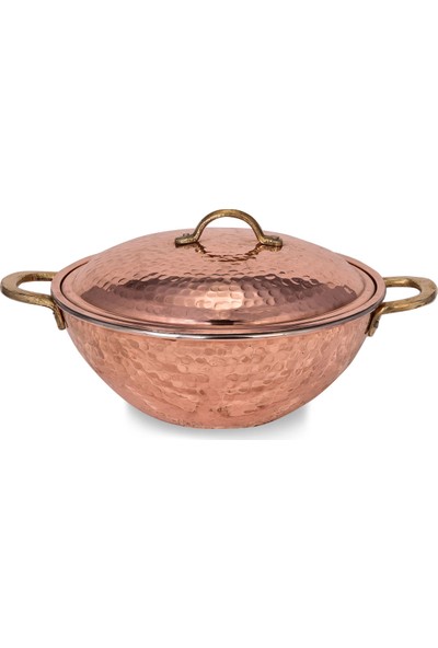 Saint Belisama Kapaklı Bakır Wok Tava 25 cm