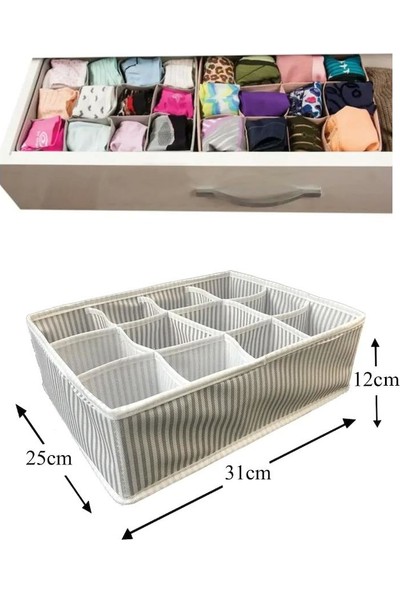 Hayveys 12 Bölmeli Çekmece Içi Düzenleyici Çizgili Kutu