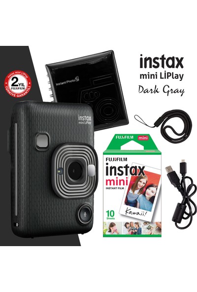 Fujifilm Instax Mini Liplay Hybrid Dark Gray Fotoğraf Makinesi Seti Fujifilm Instax Mini Liplay Hybrid Dark Gray Fotoğraf Makinesi Seti