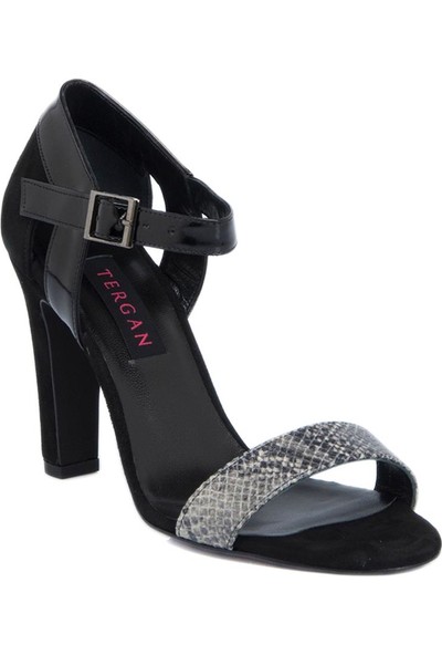 Tergan Siyah Deri Kadın Ayakkabı 64178A01