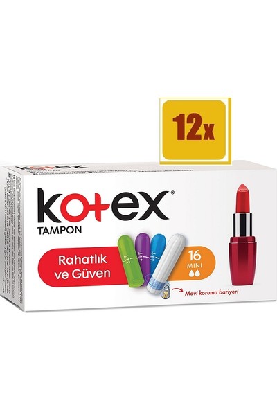 Kotex Tampon - Mini 16'lı 12 Kutu Kotex Tampon - Mini 16'lı 12 Kutu