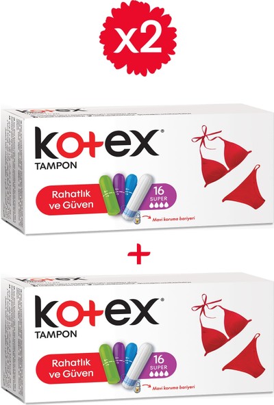 Kotex Tampon - Süper 16'lı 2 Adet Kotex Tampon - Süper 16'lı 2 Adet