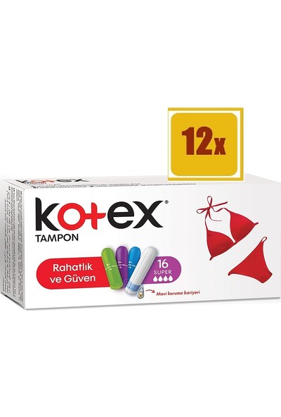 Kotex Tampon - Süper 16'lı 12 Kutu