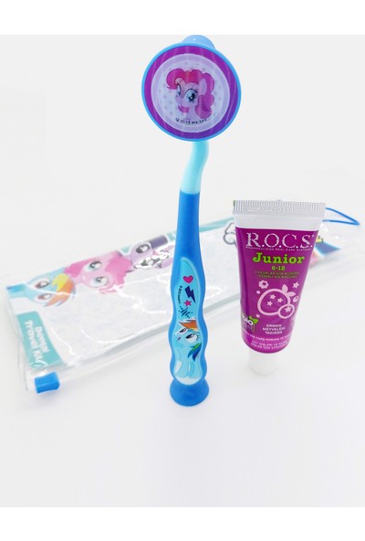 Rocs Junior Diş Macunu ve My Little Pony Diş Fırçası Çantalı Seyahat Seti – Mavi Rocs Junior Diş Macunu ve My Little Pony Diş Fırçası Çantalı Seyahat Seti – Mavi