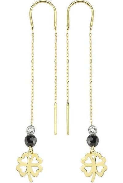 Altınbaş Pırlanta Sallantılı Yonca Küpe