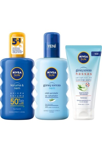 Nıvea Güneşten Koruma Seti(50 Faktör Sprey + Aftersun + Yüz Kremi ) Nıvea Güneşten Koruma Seti(50 Faktör Sprey + Aftersun + Yüz Kremi )