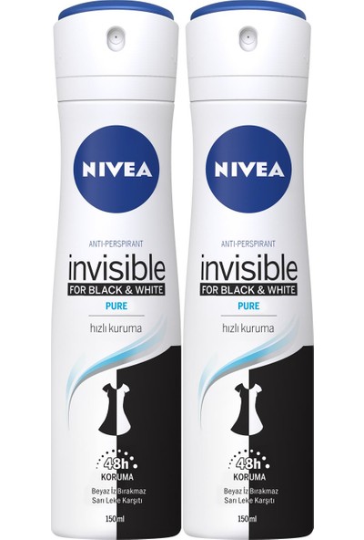 Nivea Invısıble Black&white Pure Bayan Deosprey 150 ml 2'li Paketwhıte