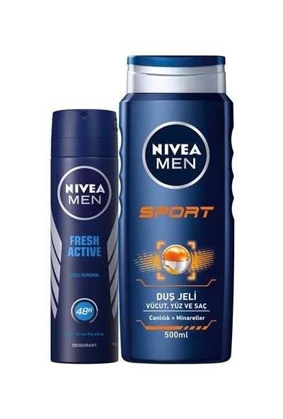 Nıvea Fresh Actıve Erkek Deodorant Sprey 150 ml + Nıvea Duş Jeli Sport 500 ml Avantajlı Paketwhıte Nıvea Fresh Actıve Erkek Deodorant Sprey 150 ml + Nıvea Duş Jeli Sport 500 ml Avantajlı Paketwhıte