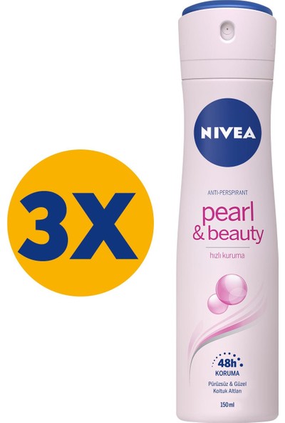 Nivea Pearl & Beauty Sprey Deodorant 150ml Kadın 3'lü Paket Nivea Pearl & Beauty Sprey Deodorant 150ml Kadın 3'lü Paket