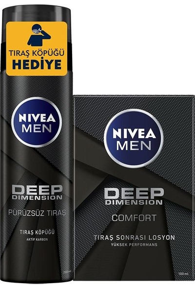 Nivea Men Deep Tıraş Köpüğü 200 ml +Tıraş Sonrası Losyon Deep 100 ml Nivea Men Deep Tıraş Köpüğü 200 ml +Tıraş Sonrası Losyon Deep 100 ml