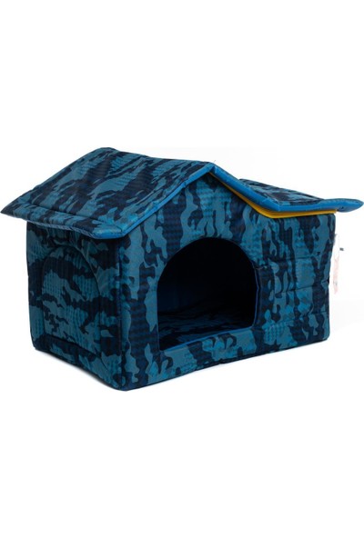 Lavista Çatılı Kedi Köpek Evi Mavi Kamuflaj Desenli Lavista Çatılı Kedi Köpek Evi Mavi Kamuflaj Desenli