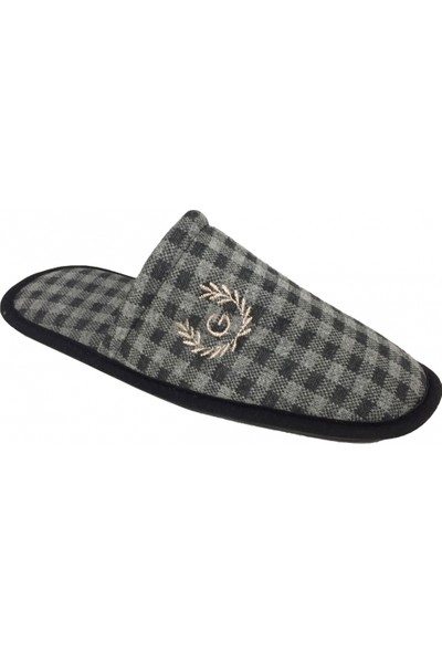 Okanmed HLM01 Erkek Kışlık Ev İçi Terliği Kareli Kışlık Ev Terliği