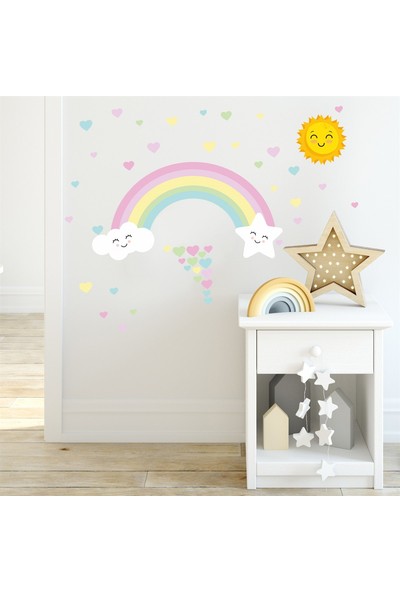 DekorLoft Gökkuşağı ve Kalpler Çocuk Odası Duvar Sticker CS-899