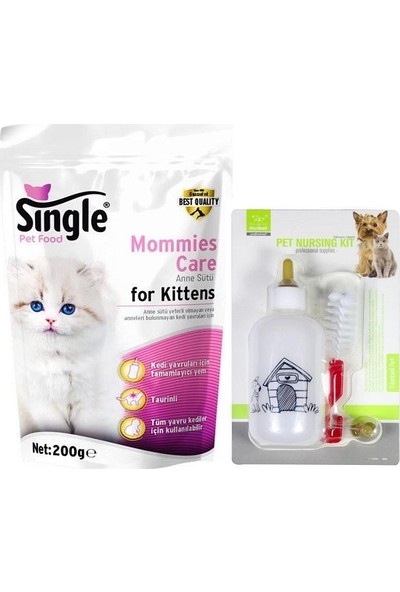 Single Yavru Kedi Süt Tozu ve Biberon Seti