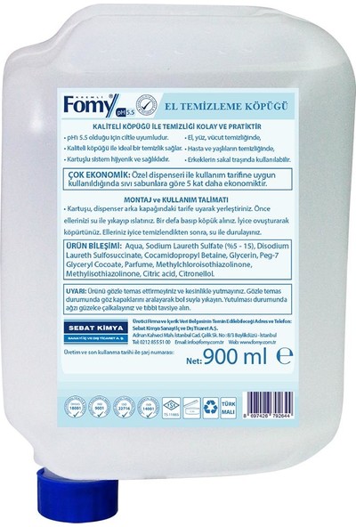 Fomy El Temizlik Köpüğü 900 ml