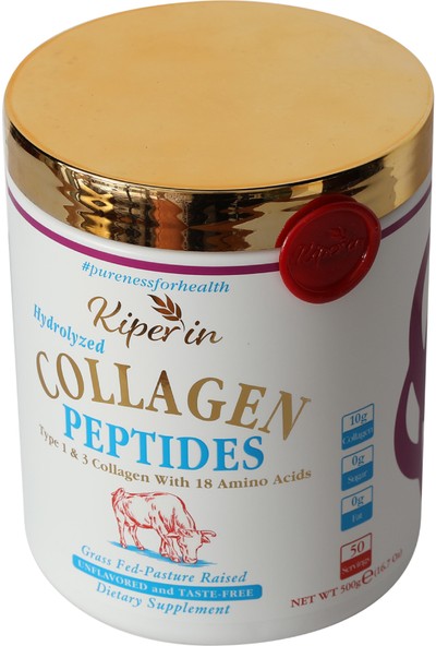 Kiperin Collagen %100 Saf ve Doğal Toz Kolajen içeren Diyet Takviyesi 500 gr - 50 Günlük Kiperin Collagen %100 Saf ve Doğal Toz Kolajen içeren Diyet Takviyesi 500 gr - 50 Günlük