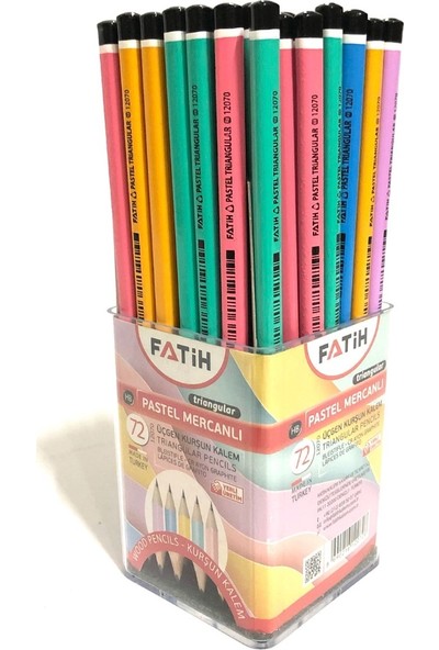 Fatih Üçgen Mercanlı Pastel Renkli Kurşun Kalem 72'li Fatih Üçgen Mercanlı Pastel Renkli Kurşun Kalem 72'li