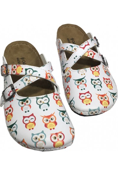 Odeys 2006 Baykuş Desenli Kadın Sabo Terlik Kadın Günlük Şık Terlik
