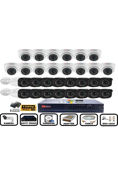 Cenova 30'lu 2mp Ahd Full Set+Harddisk Güvenlik Kamerası Cenova 30'lu 2mp Ahd Full Set+Harddisk Güvenlik Kamerası