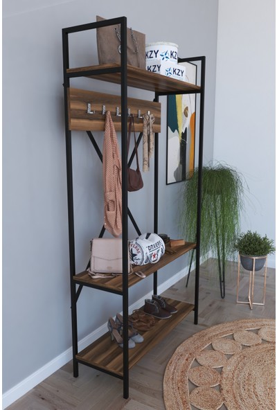 Kzy Metal Ceviz Vestiyer Askılık